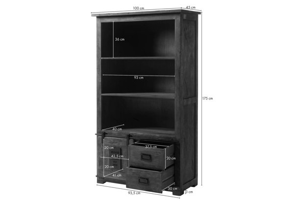 Massivmoebel24 175cm H x 100cm W Solid Wood Standard Bookcase | Wayfair.ie